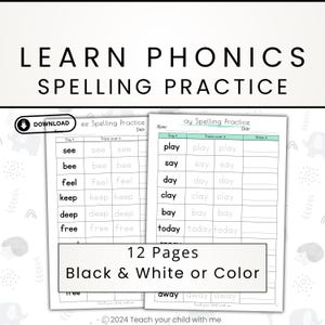 Phonics Spelling Practice Worksheets With Trace Over Font, Perfect ...