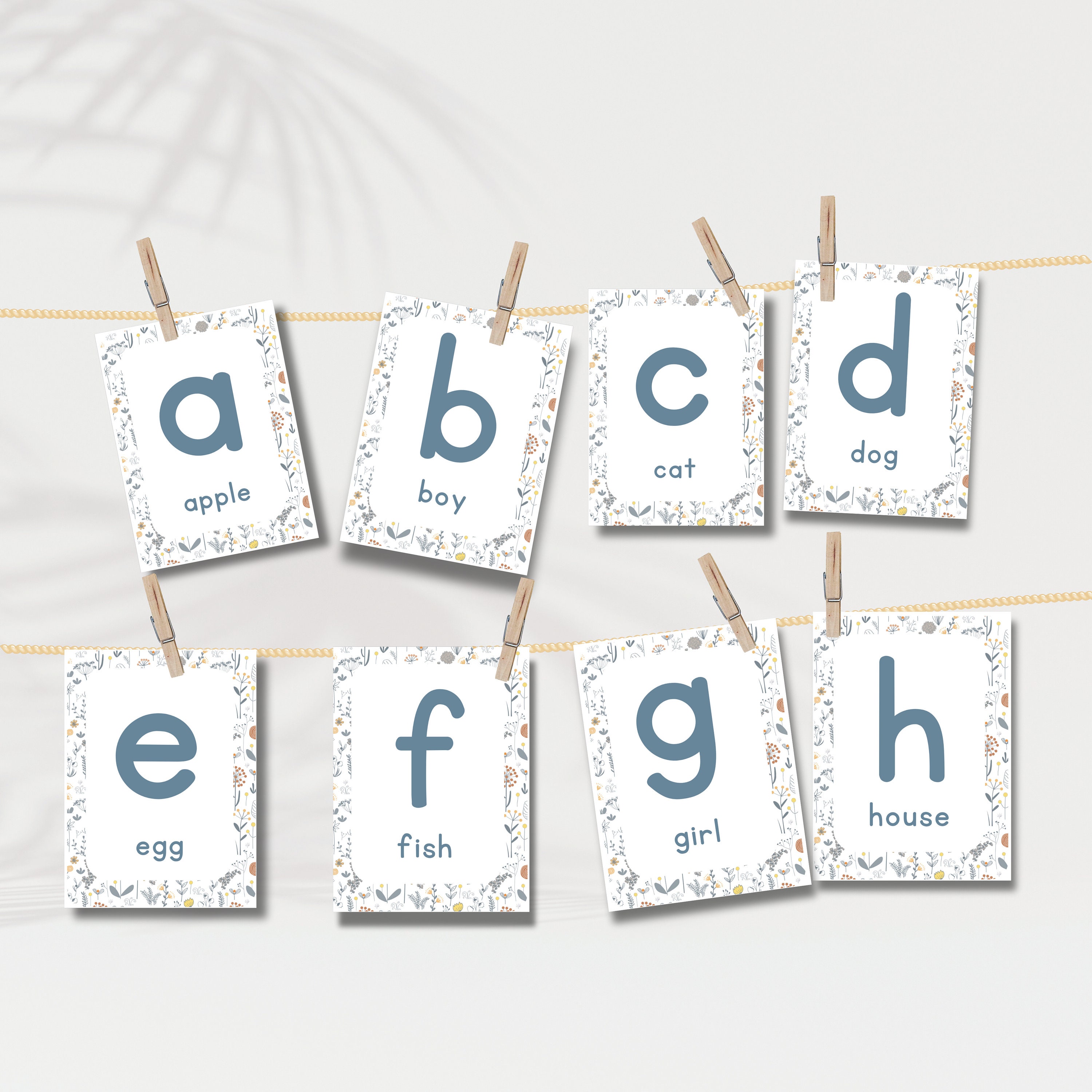 ALPHABET FLASHCARDS Boho Wildflower Style, First Phonics Sounds ...