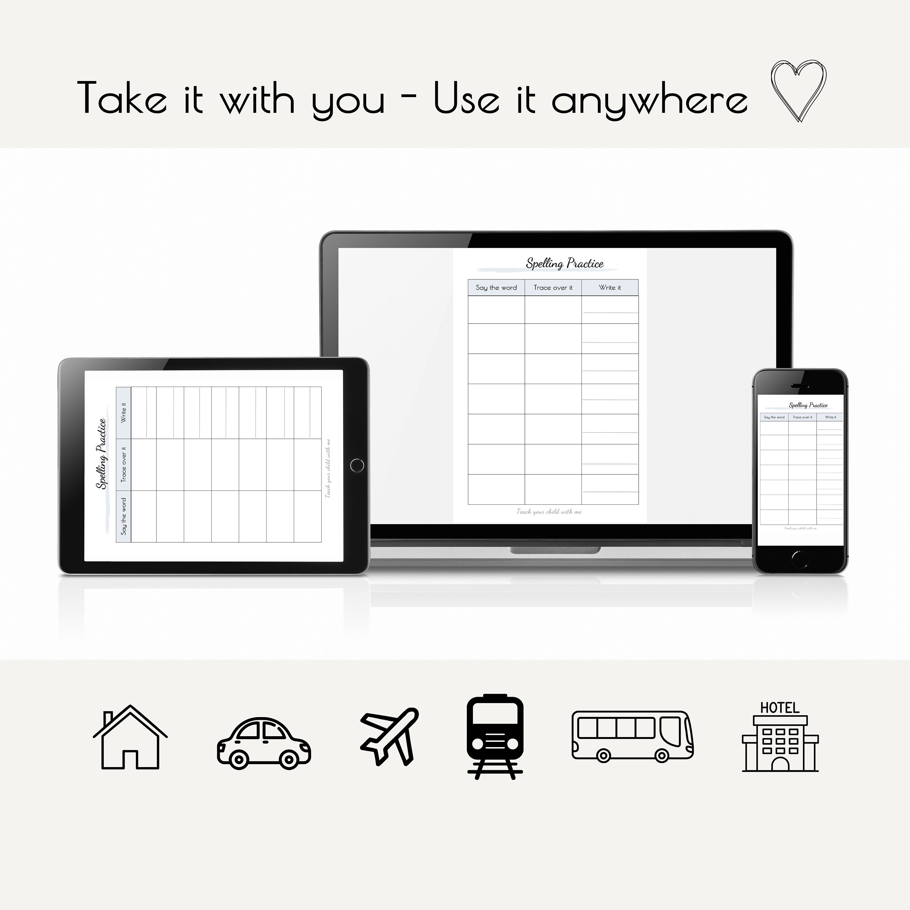 EDITABLE SPELLING WORKSHEET Personalize and Enter Your Words - Etsy