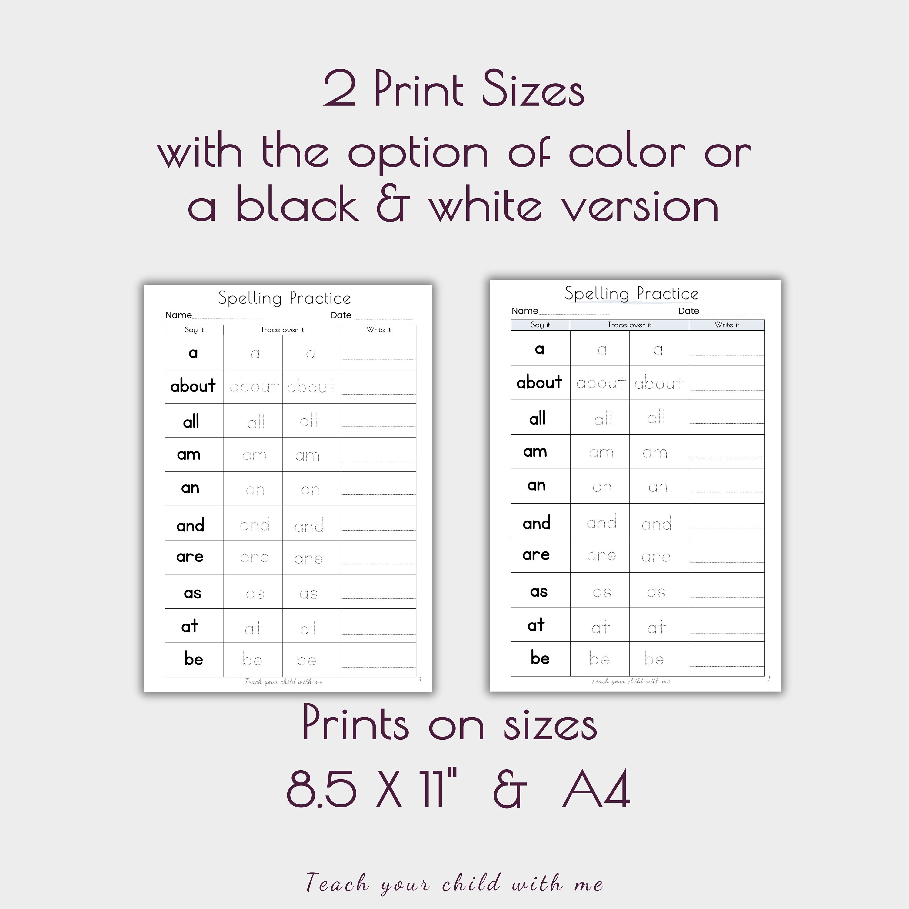 1st GRADE SPELLING WORKSHEETS, Practice Spellings With These Trace-over ...