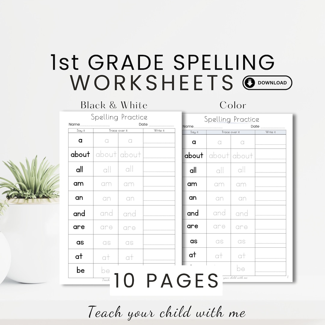 1st GRADE SPELLING WORKSHEETS, Practice Spellings With These Trace-over ...