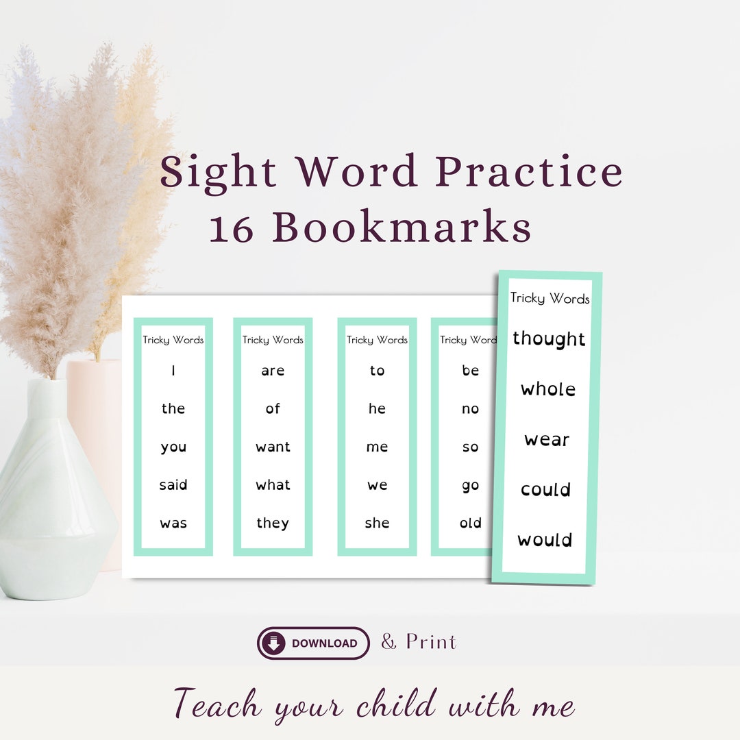 Sight Word Bookmarks Flashcards to Help Your Child Gain Confidence in ...