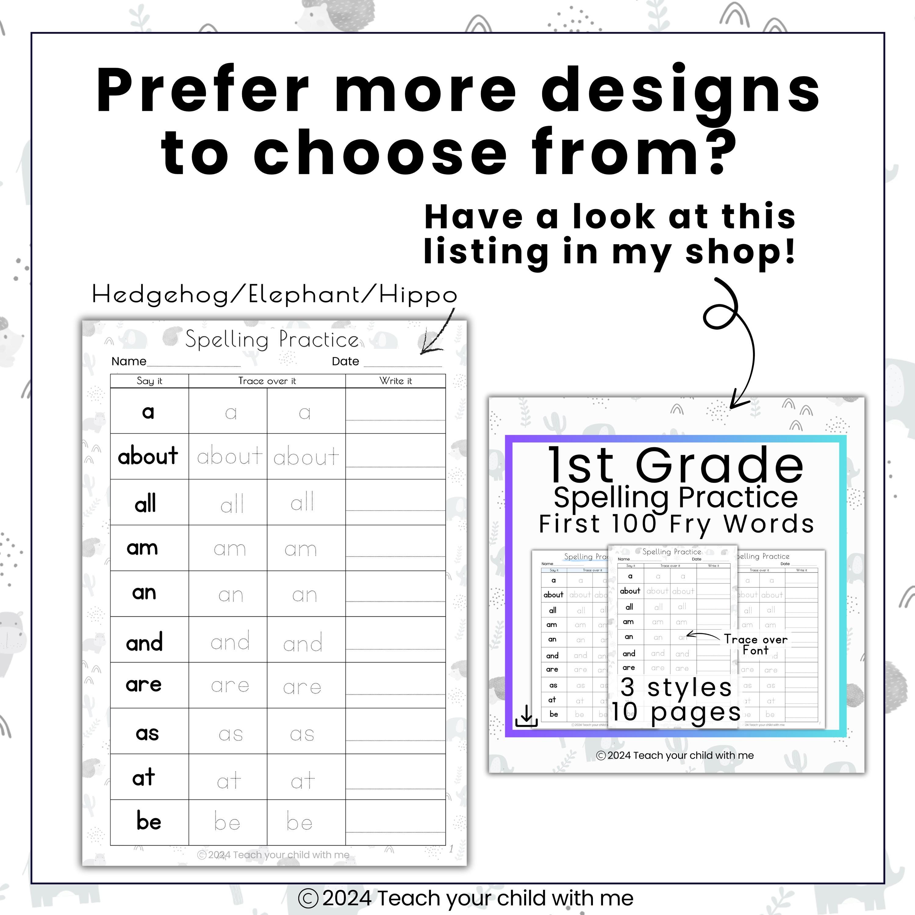 1st GRADE SPELLING WORKSHEETS, Practice Spellings With These Trace-over ...