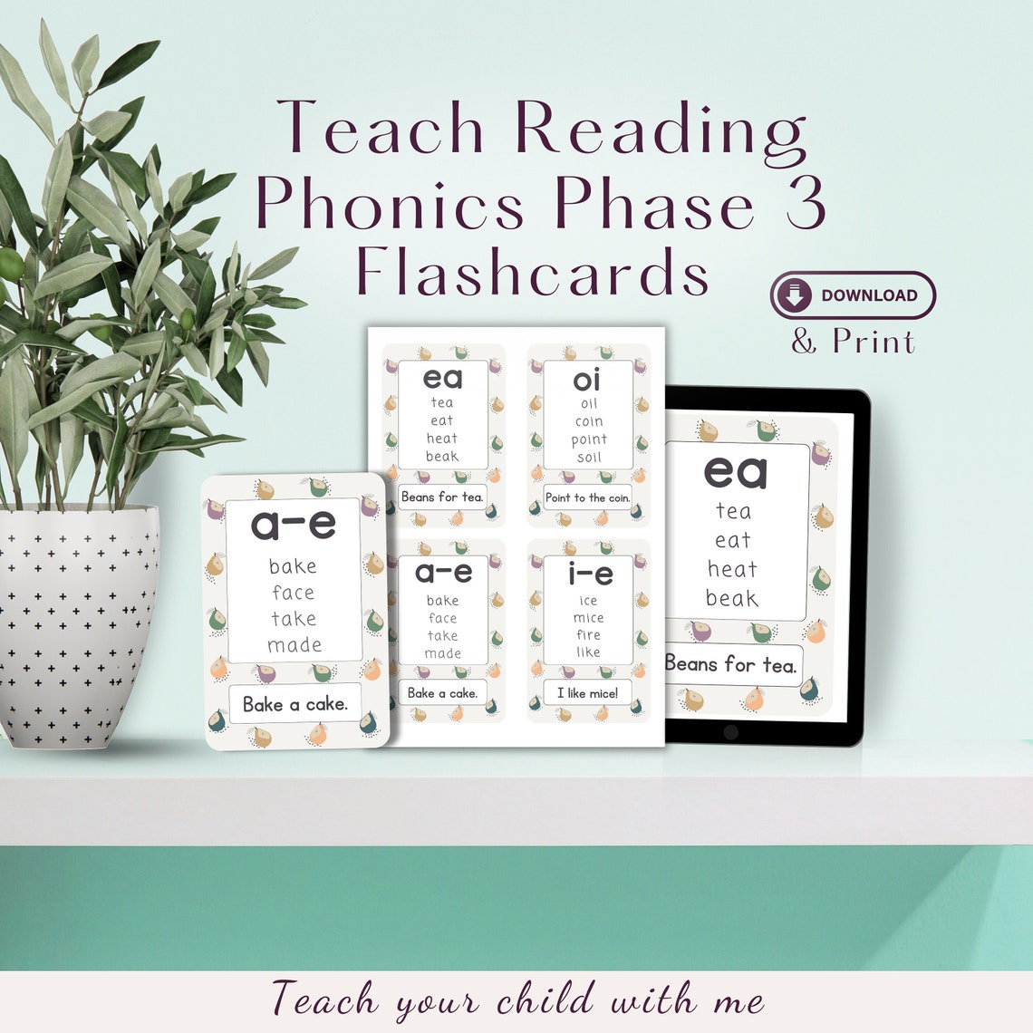 Phonics Phase 3 Flashcards Help Your Child Learn to Read by Practising ...