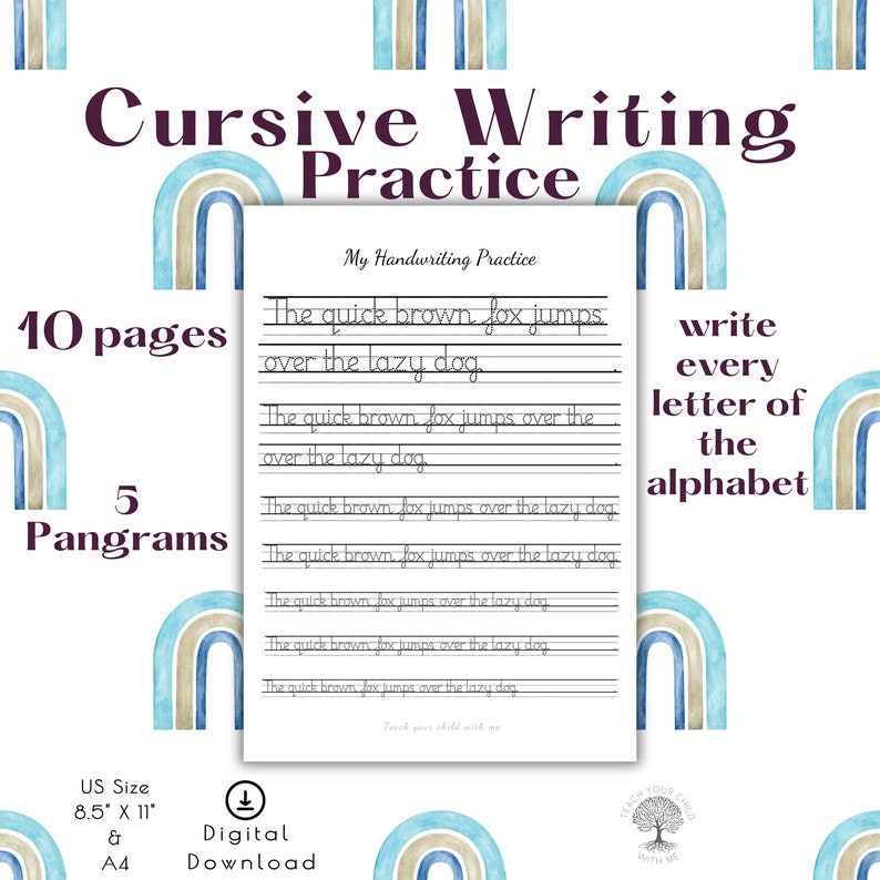 CURSIVE HANDWRITING PRACTICE, Learn Joined up Writing and Improve Fine ...