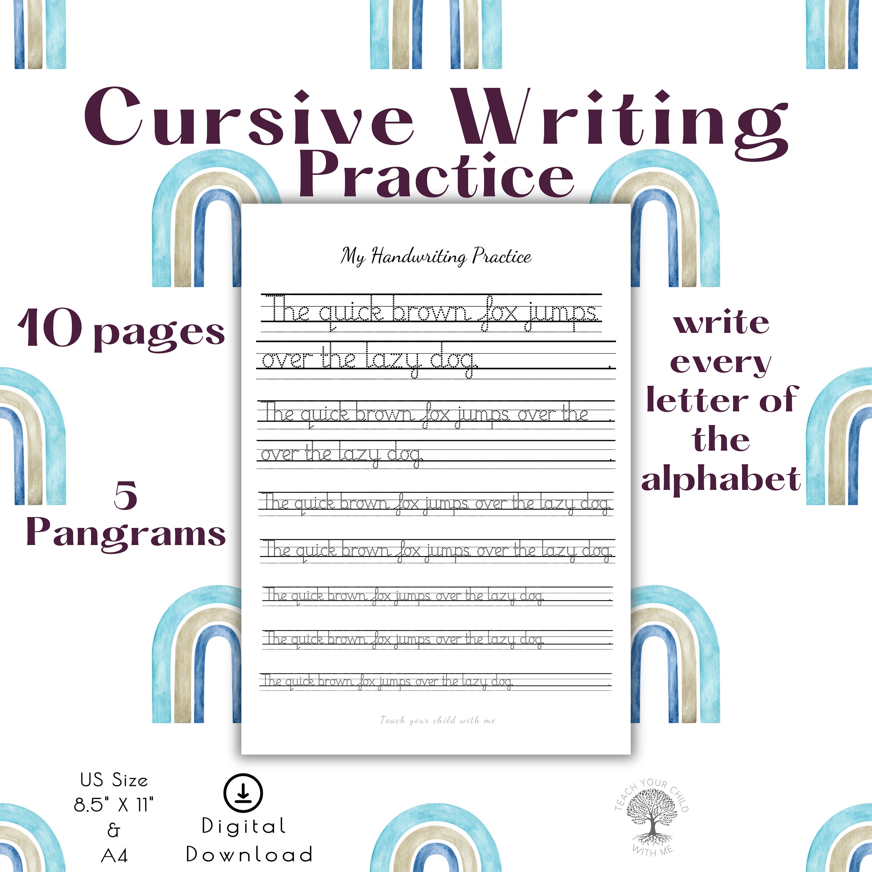 CURSIVE HANDWRITING PRACTICE, Learn Joined up Writing and Improve Fine ...