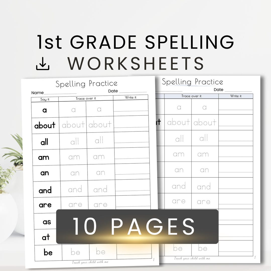 1st GRADE SPELLING WORKSHEETS, Practice Spellings With These Trace-over ...