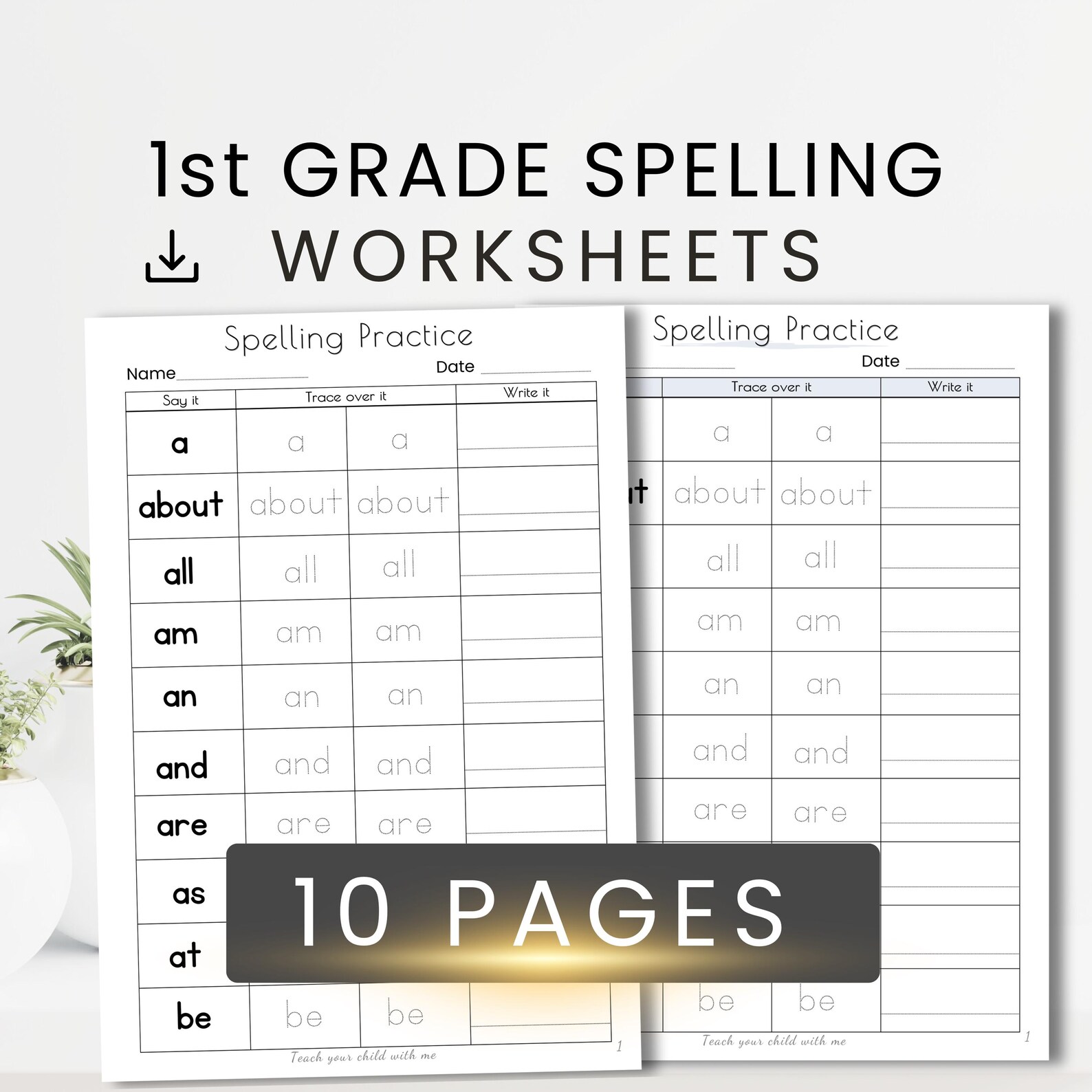 1st GRADE SPELLING WORKSHEETS, Practice Spellings With These Trace-over ...