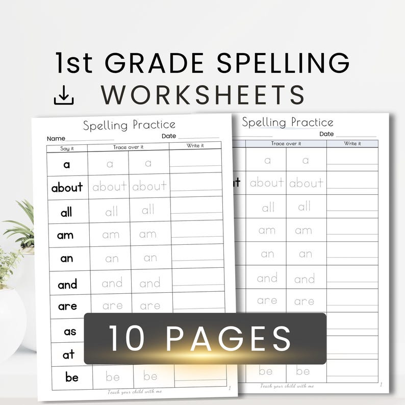 1st GRADE SPELLING WORKSHEETS, Practice Spellings With These Trace-over ...