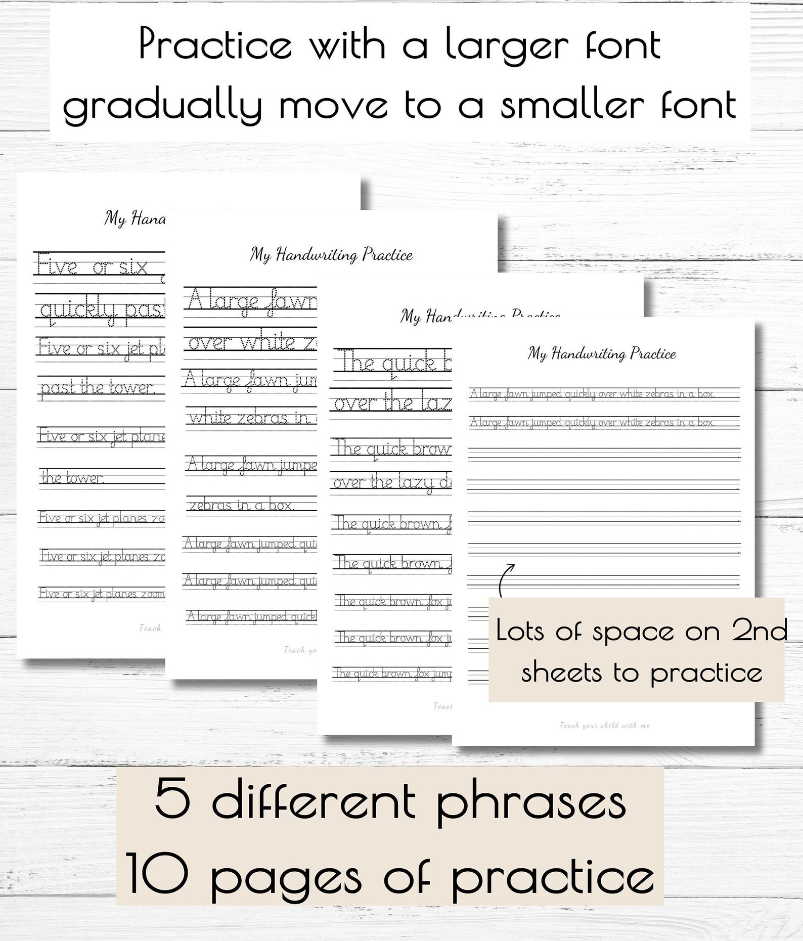 CURSIVE HANDWRITING PRACTICE, Learn Joined up Writing and Improve Fine ...