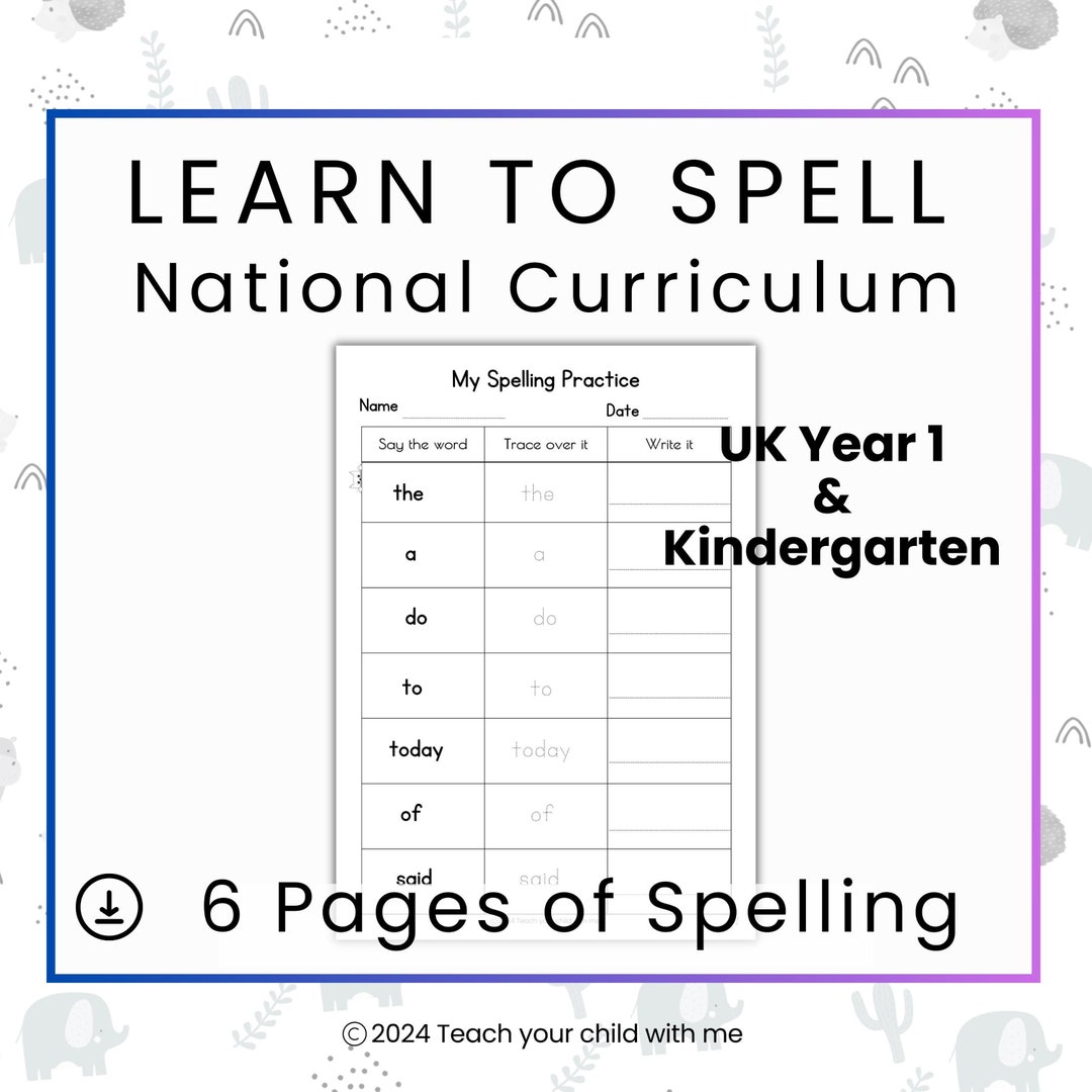 Learn to Spell Worksheets for Year 1 or Kindergarten. 6 Pages of UK ...