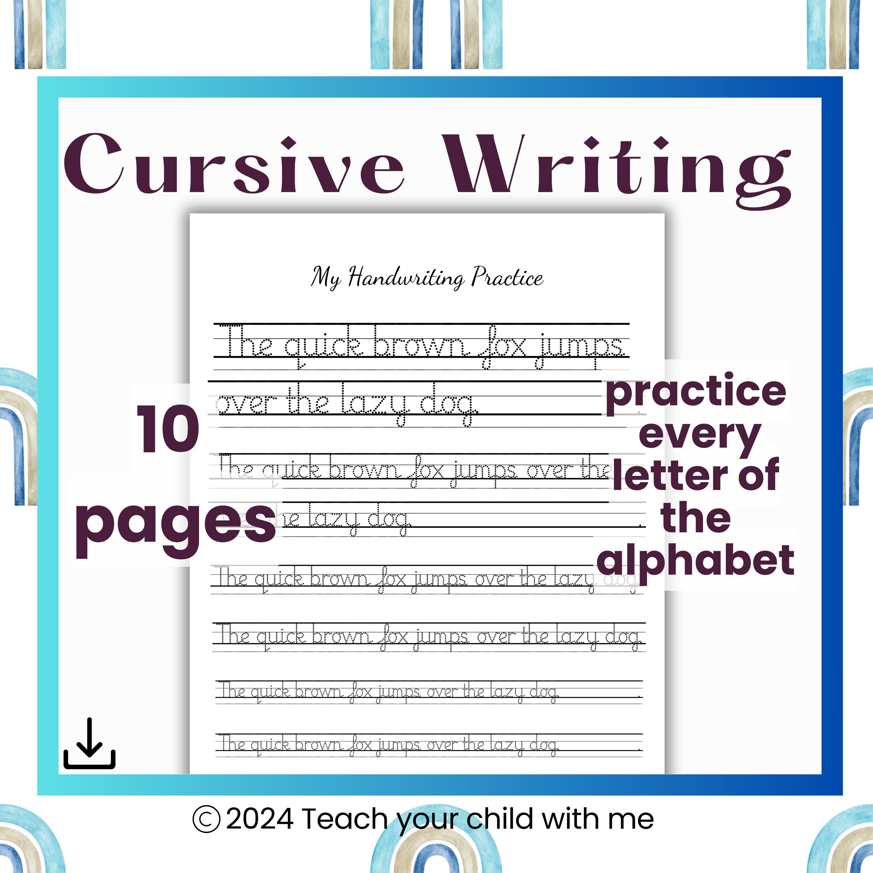 CURSIVE HANDWRITING PRACTICE, Learn Joined up Writing and Improve Fine ...