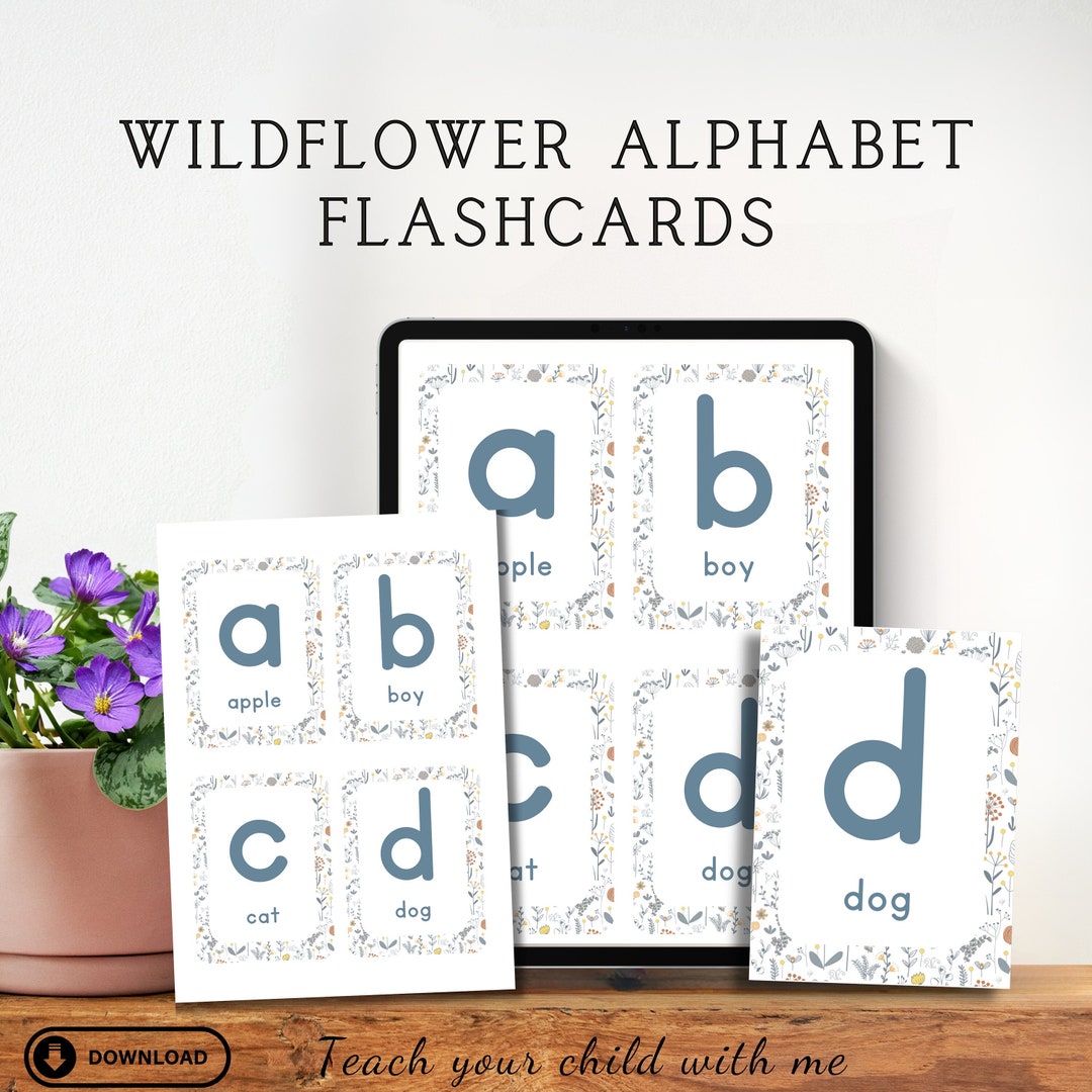 ALPHABET FLASHCARDS Boho Wildflower Style First Phonics - Etsy