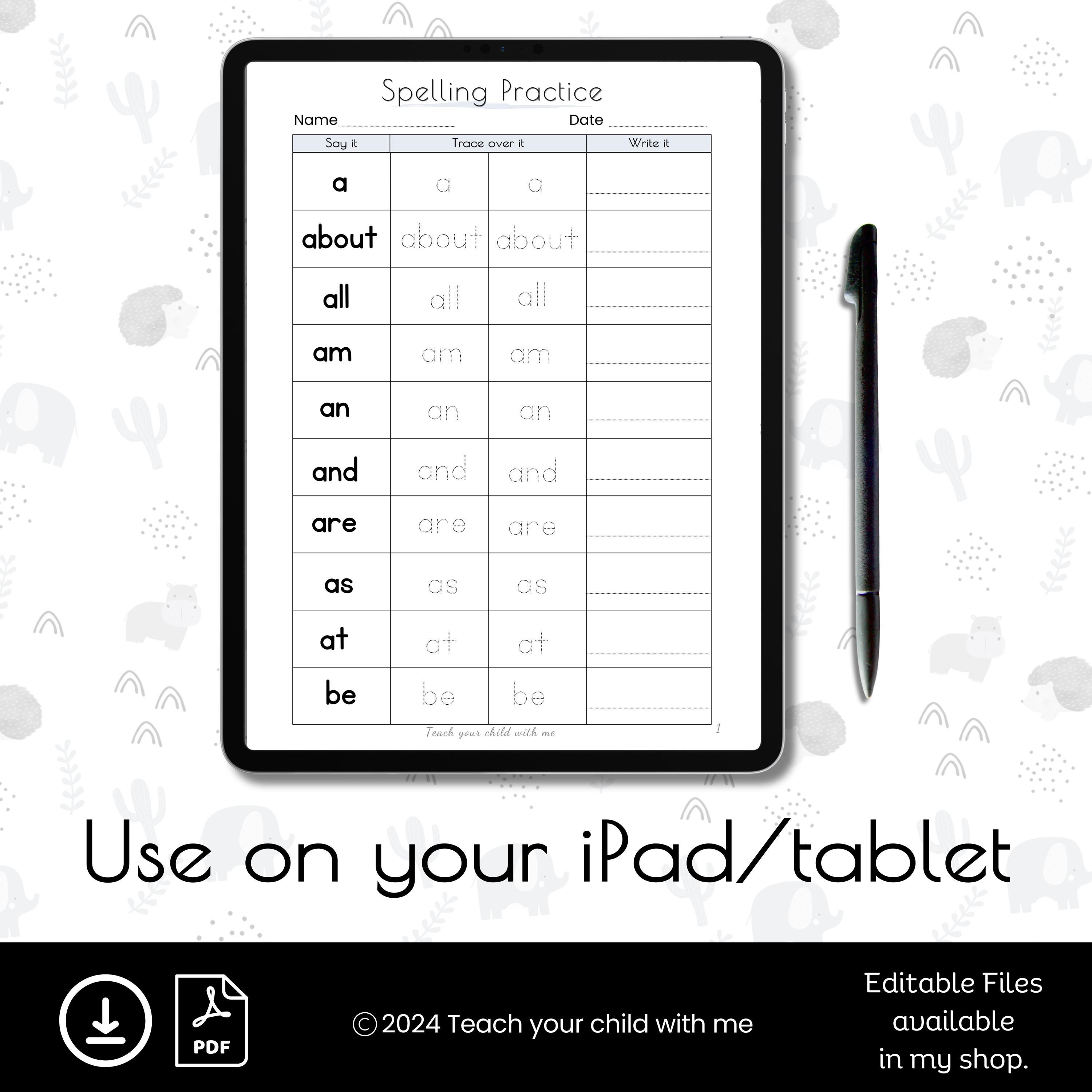 1st GRADE SPELLING WORKSHEETS, Practice Spellings With These Trace-over ...