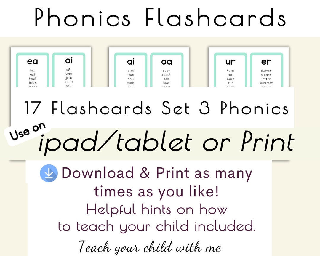 Phonics Sounds Set 3 Learn Phonics Cards Boost Confidence - Etsy