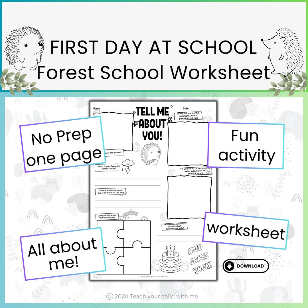 All About Me Back to School Worksheet, Forest School Activity, Ideal ...