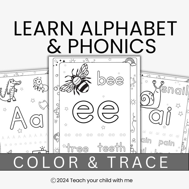 Learn the Alphabet & Phonics Phases 1, 2, 3; Color, Trace, Write! Learn ...
