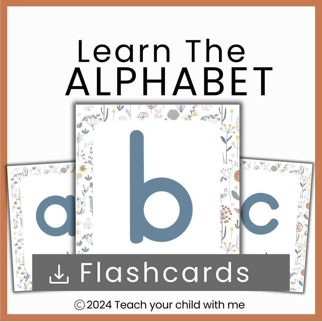 ALPHABET FLASHCARDS Boho Wildflower Style, First Phonics Sounds ...
