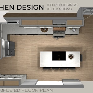 Custom Kitchen Design Package: 2D Floor Plan, 3D Renderings (digital ...