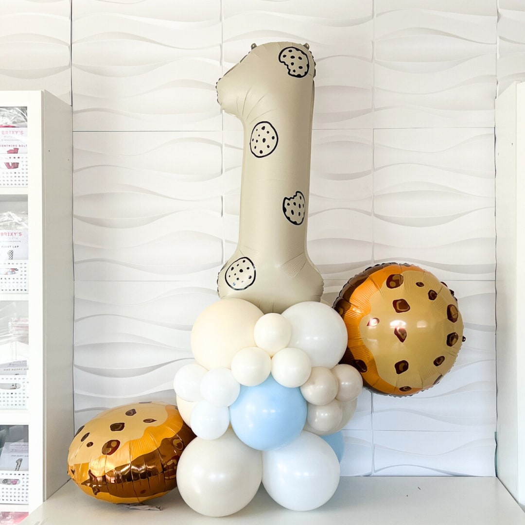 One Sweet Cookie Themed Balloon Set - Balloon Number Tower - One Sweet ...