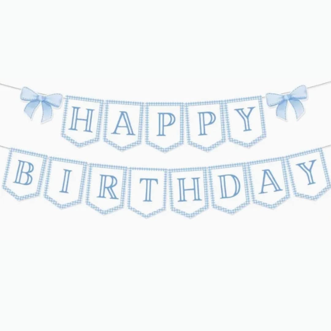 Blue Bow Banner - Bow Birthday Banner - Bow Themed Party Decor - Bow ...