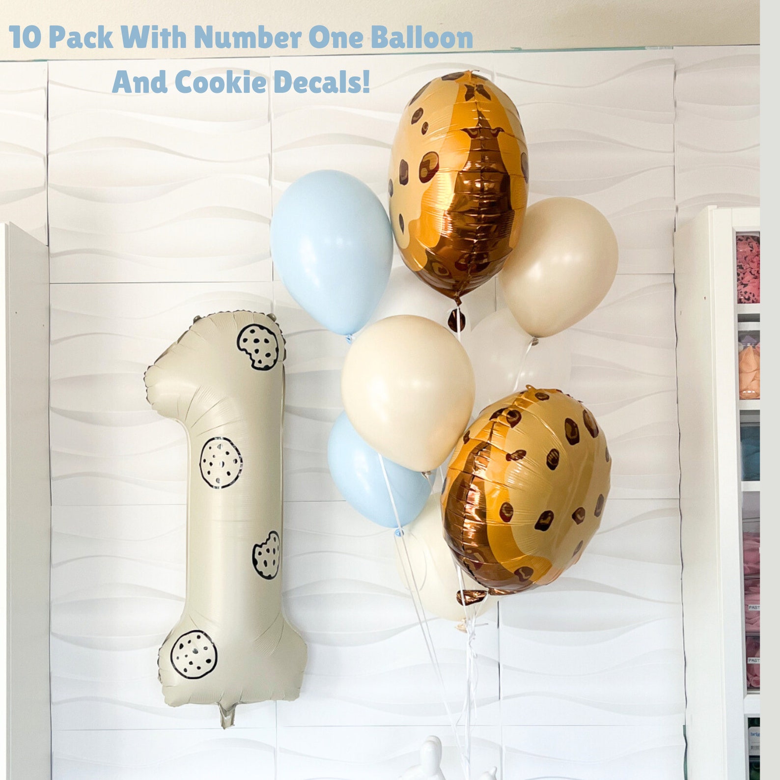 One Sweet Cookie Themed Balloon Set - 10 Pack of Balloons With Number ...