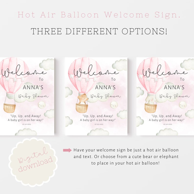Hot Air Balloon Welcome Sign Baby Shower Welcome Sign - Etsy