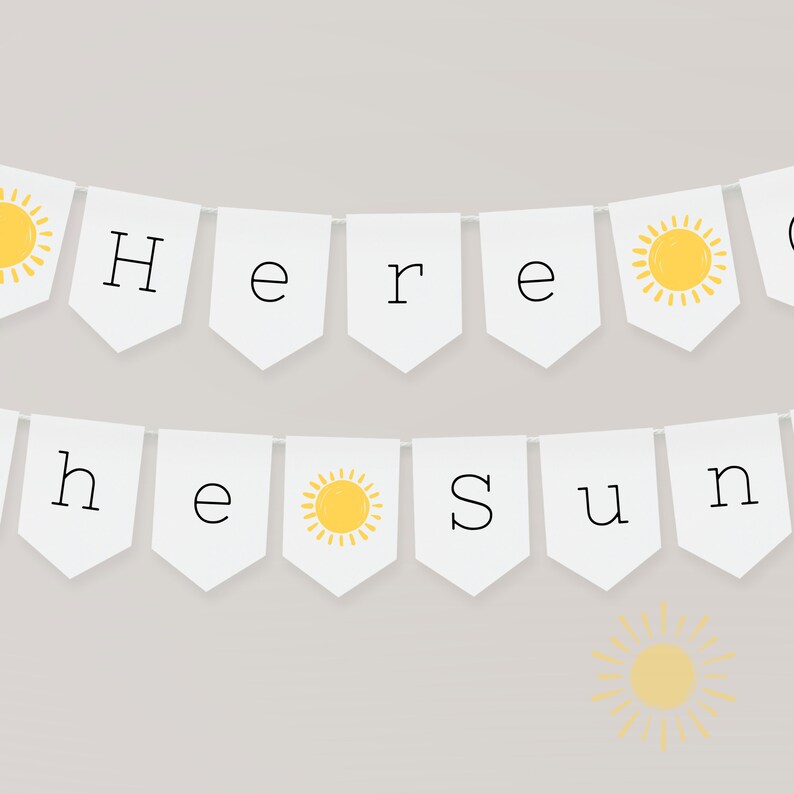 Here Comes the Sun Banner Digital Download, Sunshine Baby Shower Party ...