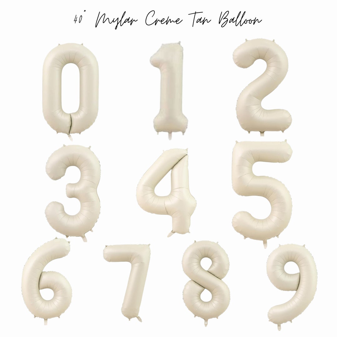 Tan 40" Number Balloon - Number Balloon - Creme Tan Number Balloon ...