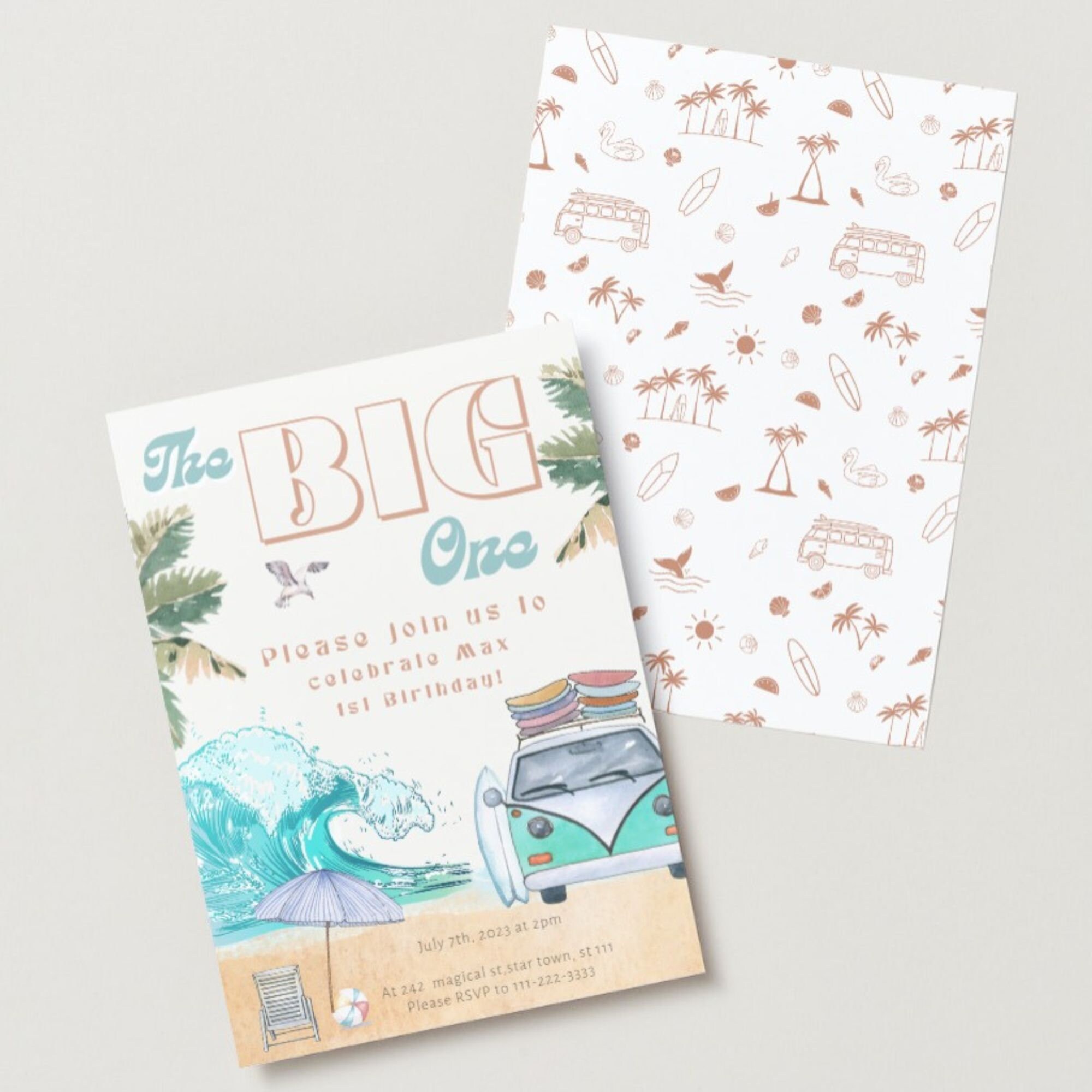 The Big One Invitation L the Big One Download Editable Invite L Surfer ...