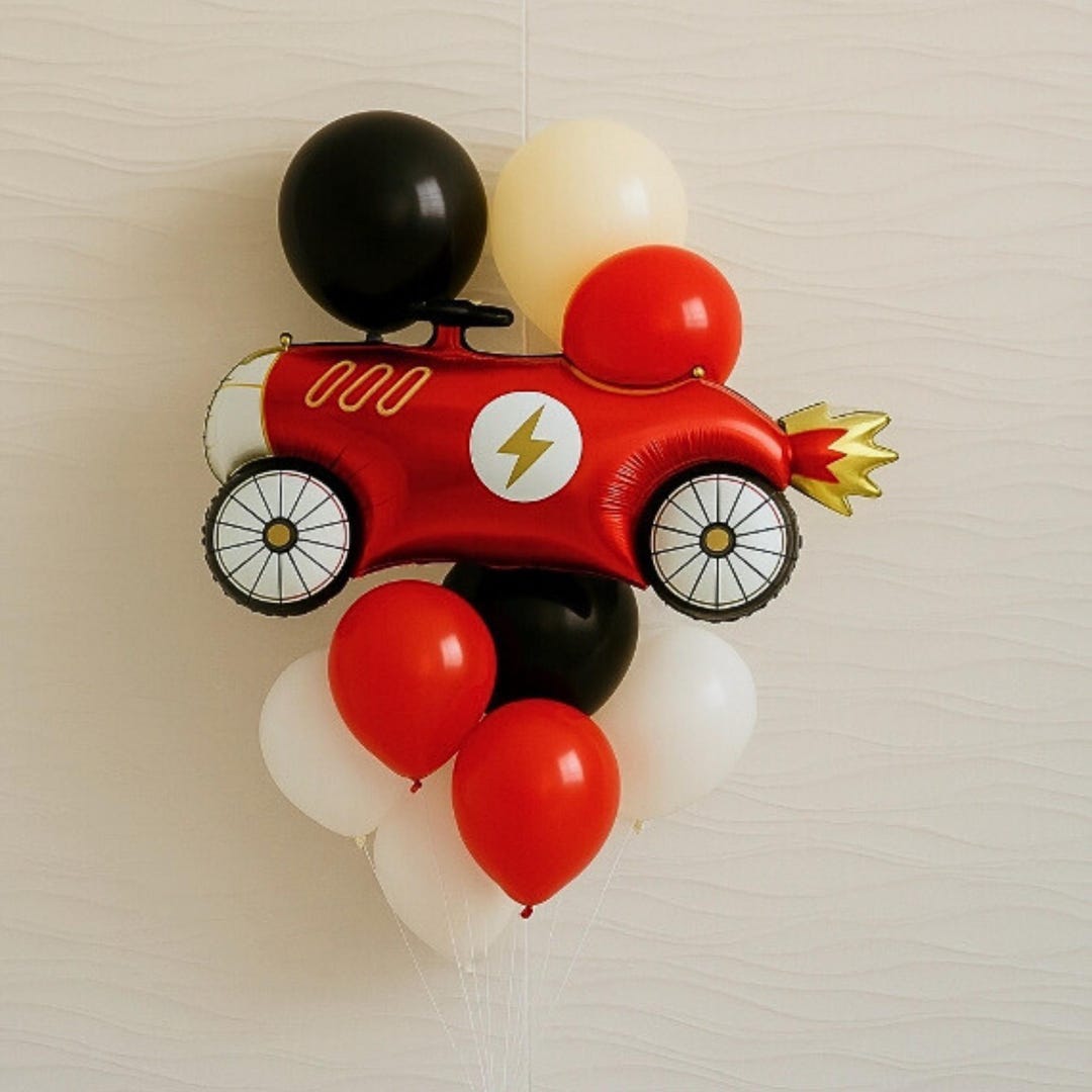 Vintage Race Car Balloon Bundle, Car Birthday Decor, Race Car First ...
