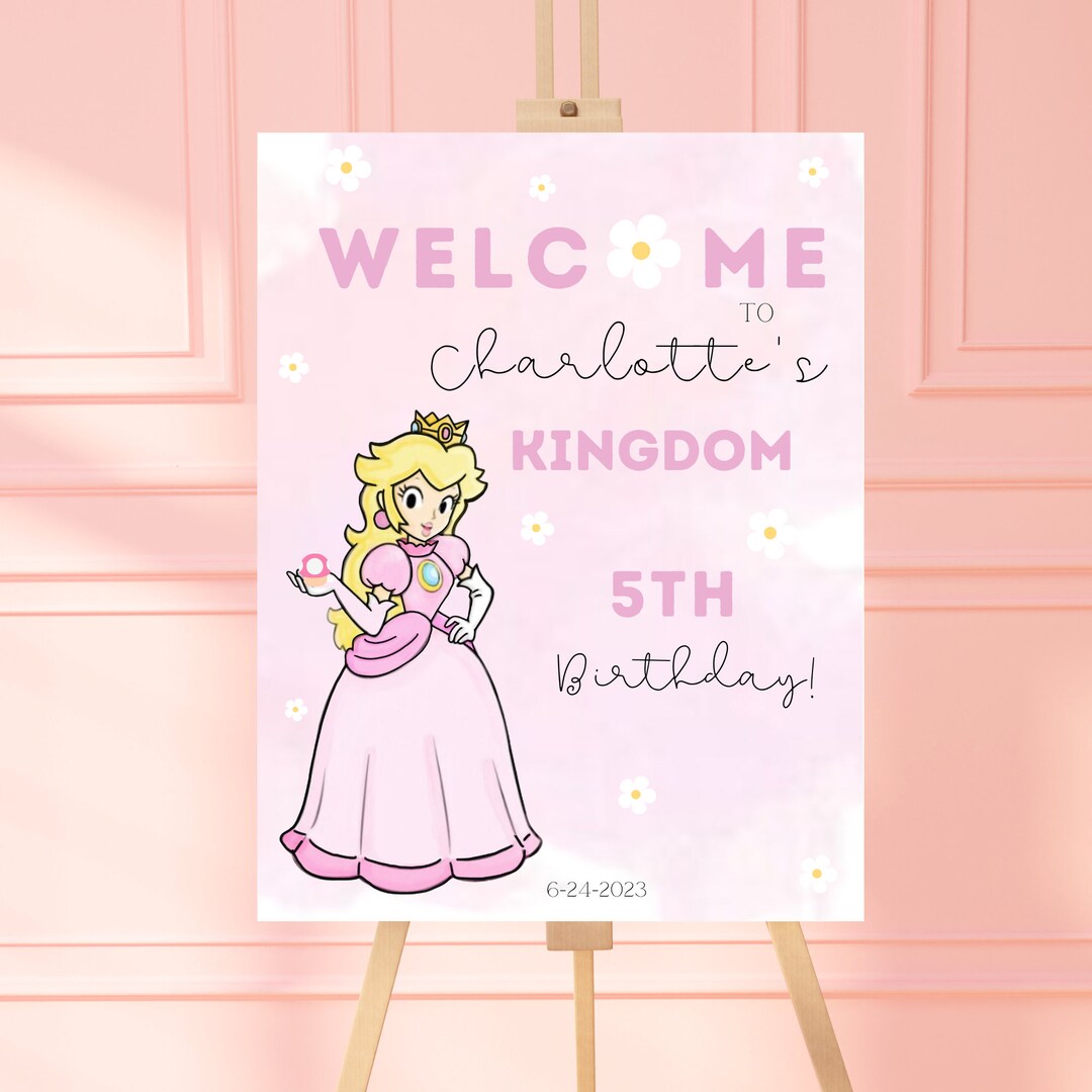 Princess Peach Welcome Sign L Princess Peach 1st Birthday L Princess ...