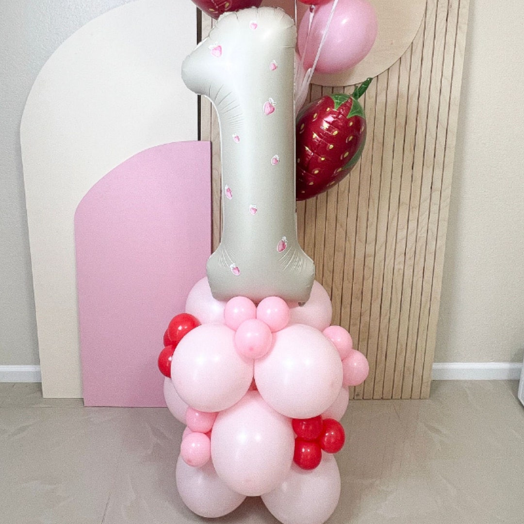 Berry First Balloon Number Tower, Berry Frist Birthday, Strawberry ...