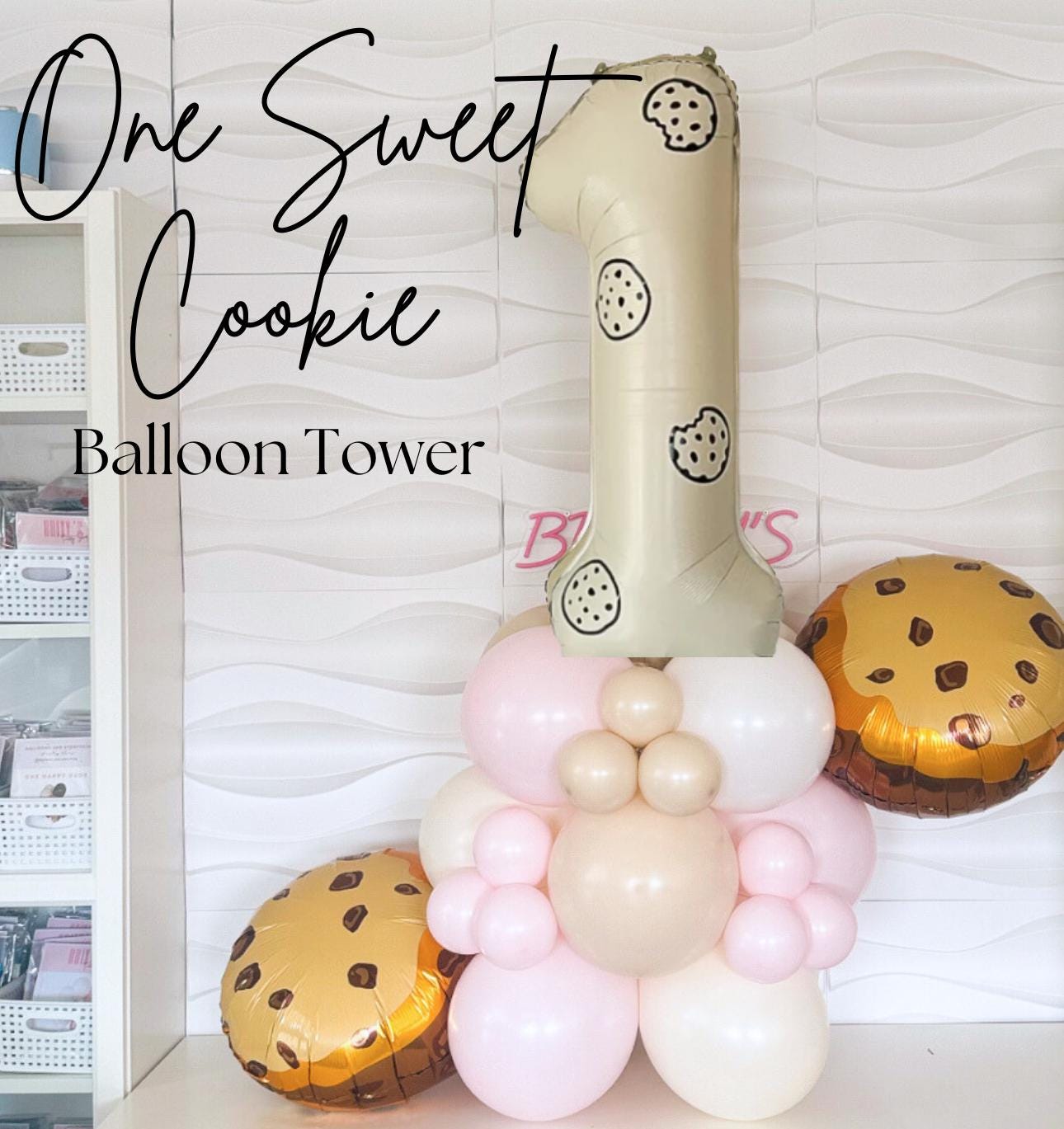 One Sweet Cookie Themed Balloon Set - Balloon Number Tower - One Sweet ...