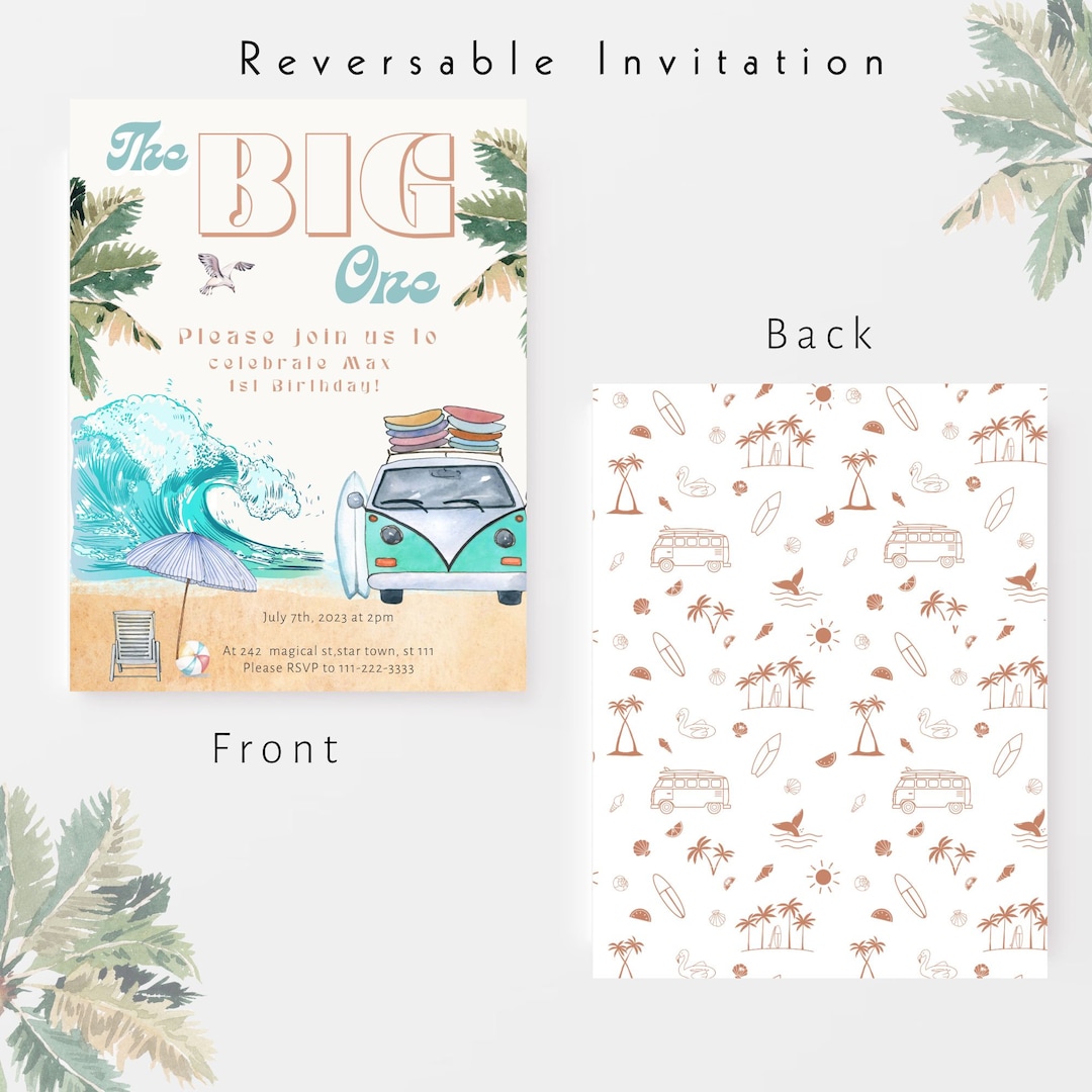 The Big One Invitation L the Big One Download Editable Invite L Surfer ...