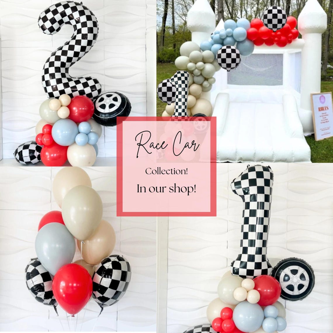 Race Car Theme Balloon Bundle - Two Fast Balloons - 1st Lap Balloons ...