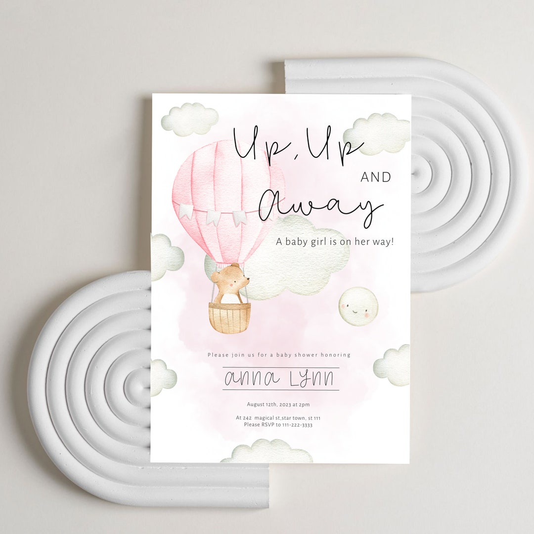 Hot Air Balloon Baby Shower Invitation, Phone Invitation, Adventure ...