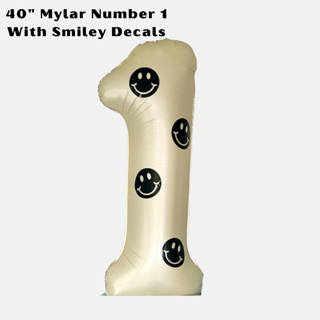 Number 1 Mylar Balloon With Smily Decals - Etsy
