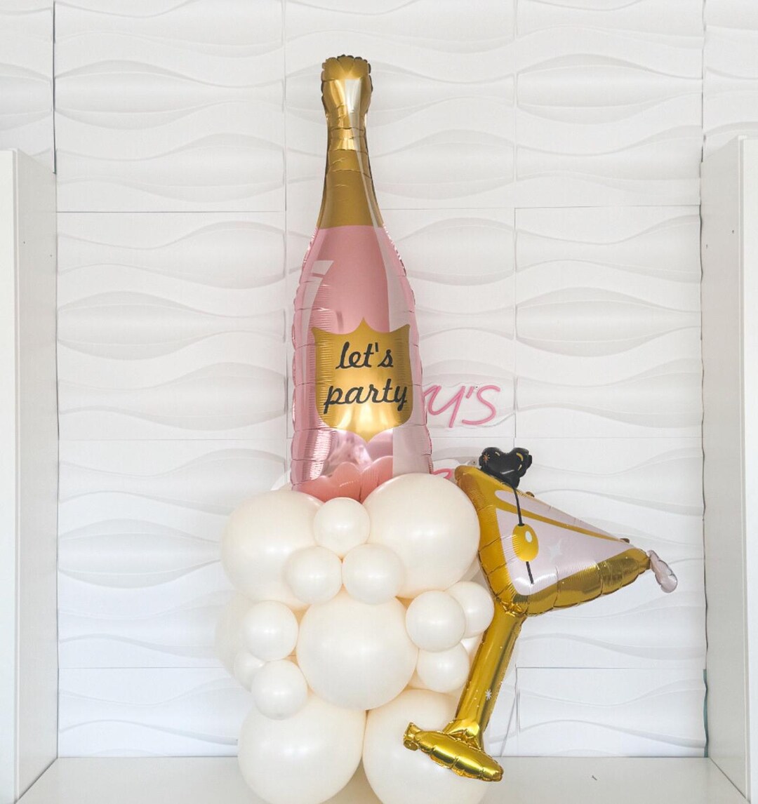 Champaign Bottle Balloon Tower - Martini Party - A Tini Bit Older ...