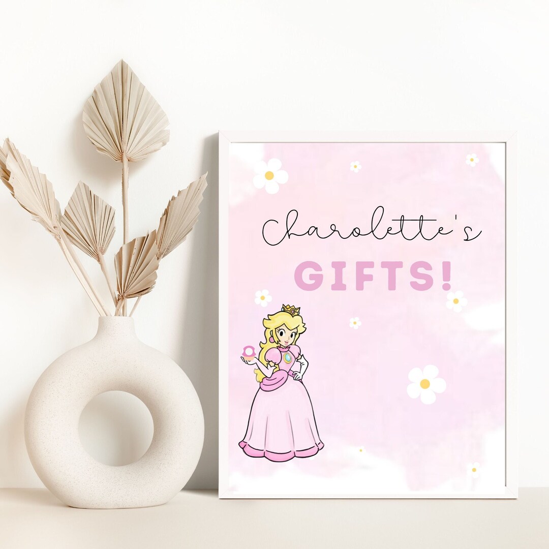 Princess Peach Table Signage L Gift Sign L Drink Sign L Treat Sign L ...