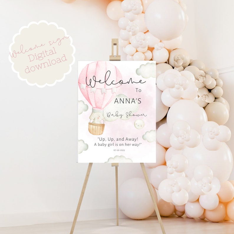 Hot Air Balloon Welcome Sign Baby Shower Welcome Sign - Etsy