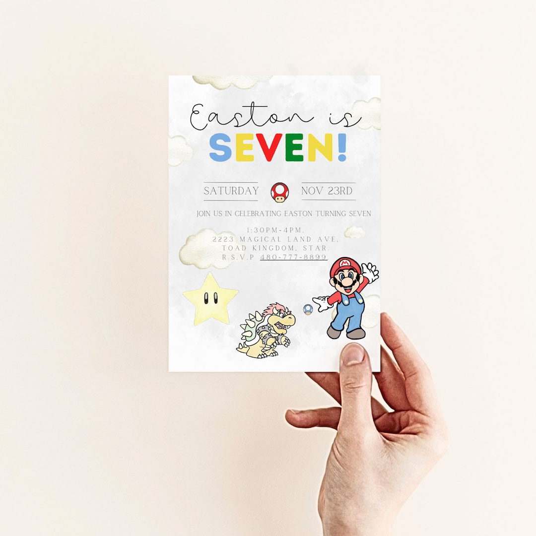 Super Mario DIGITAL INVITATION L Mario Theme Birthday L Super Mario L ...