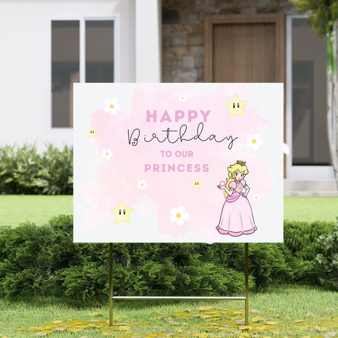 Princess Peach Yard Sign L Birthday Yard Sign L Princess Peach Birthday ...