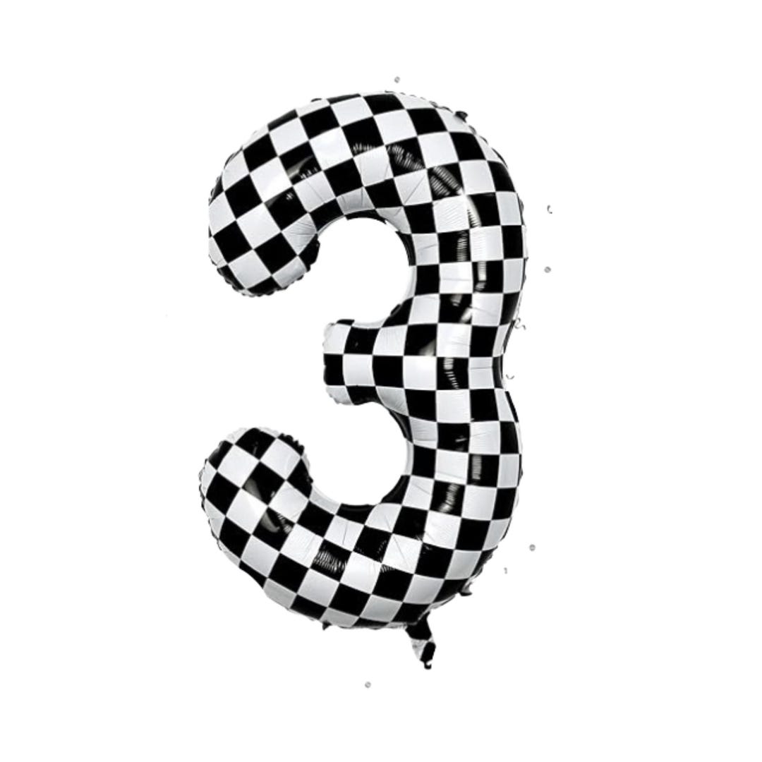 Checkered Number Mylar Balloon - 40inch Checkered Balloon - Race Car ...