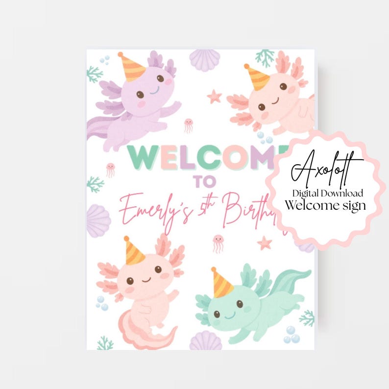 Axolotl Digital Download Welcome Sign - Axolotl Welcome Sign - Axolotl ...