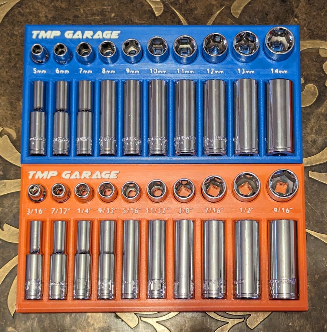 3D Printed 1/4 Drive Low Profile Socket Organizer Metric and SAE Set ...