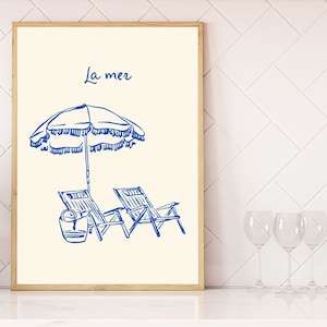 La Mer Art Print, French Quote Art Poster, Beach Art Print, Coastal ...