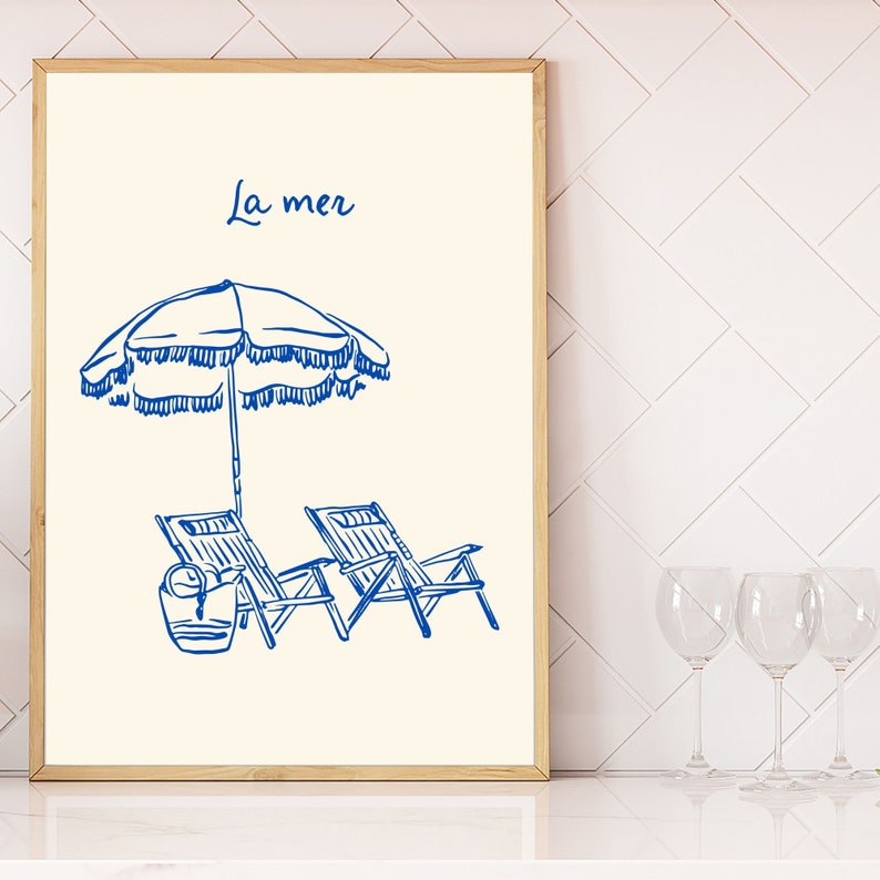 La Mer Art Print, French Quote Art Poster, Beach Art Print, Coastal ...