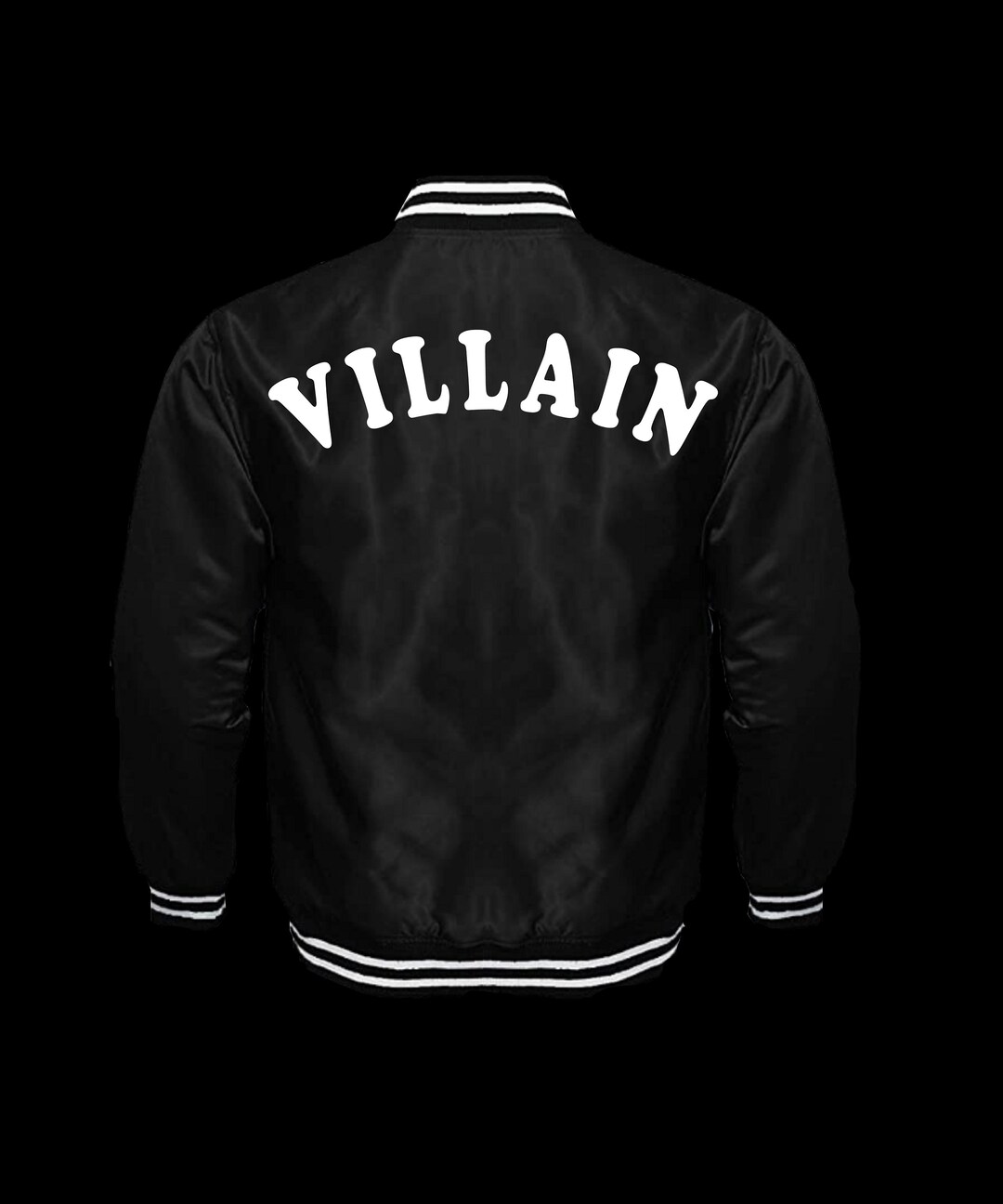 Villain Unisex Satin Baseball Jacket Striped Trim or T Shirt - Etsy