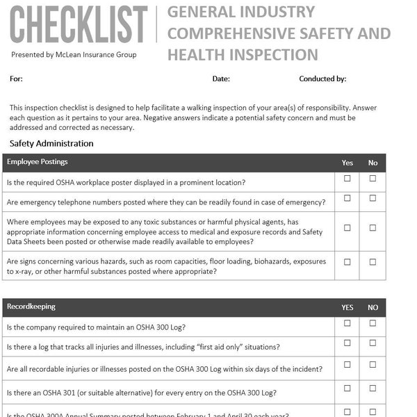 Safety Checklist for Work - Etsy